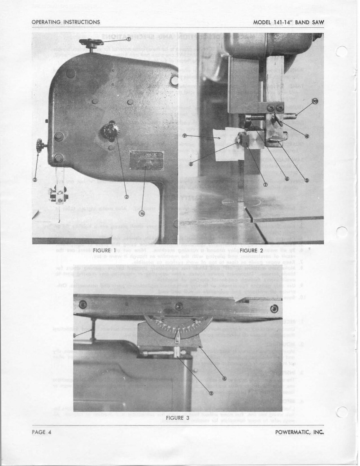 1965 Band Saw Operator Inst & Parts List Manual Powermatic Model 141 ...