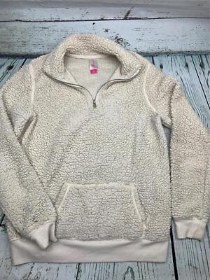 White Fuzzy Pullover Jacket Size Small | eBay