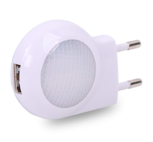 Eu 2pin Plug Portable Plugin 0.7w Travel Led Night Light With Usb Wall ...