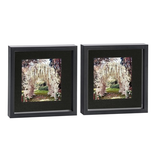 2x Black 10" x 10" 3D Box Photo Frames Black 6" x 6" Mount Craft Shadow ...