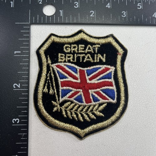 Vtg Gold Thread Embroidered Felt Shield GREAT BRITAIN UNION JACK FLAG Patch 00TS | eBay