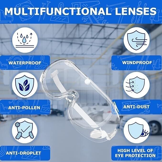 Medical Safety Goggles Fit Over Glasses, Anti-Fog, Anti-Splash | eBay