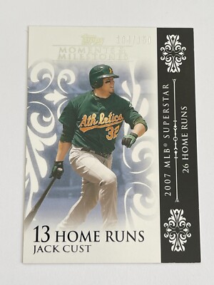 2008 Topps Moments & Milestones Athletics Jack Cust 13 HRs /150 #89 | eBay