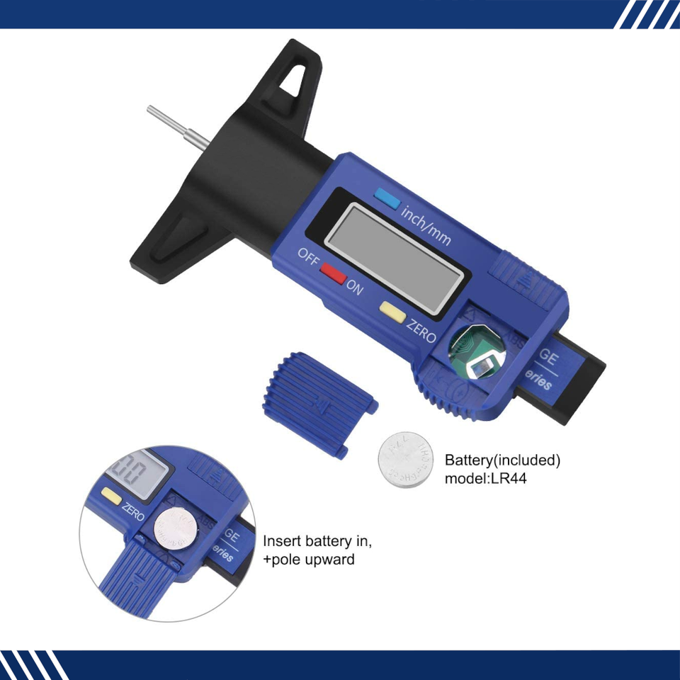 Digital Tyre Depth Gauge Tread Checker LCD Tool For Motorbike Car Van Bike BLUE | eBay