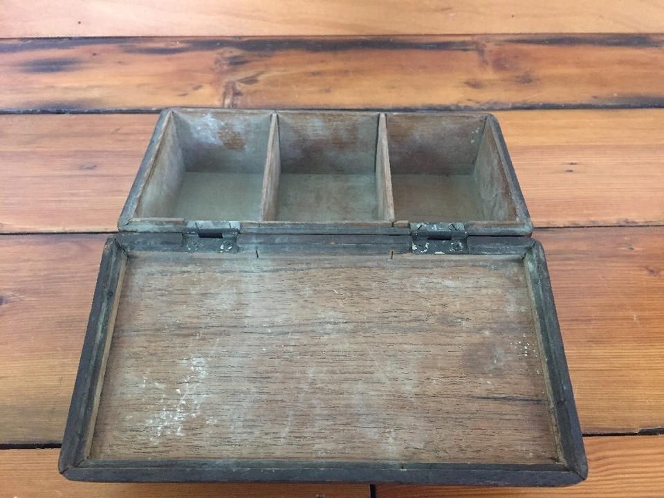 Vtg Antique 30s Asian Hand Carved Dark Wood 3 Compartment Jewelry ...