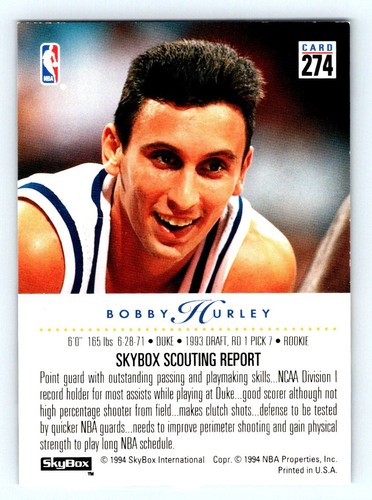1993-94 SkyBox Schick #NNO Bobby Hurley | eBay