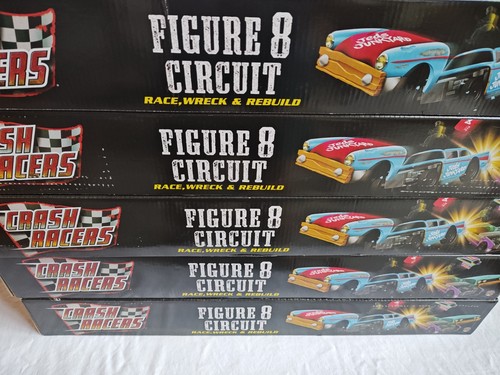 LOT OF 5 Crash Racers Figure 8 Circuit Set Track Diecast Racing ...