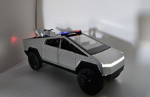 1/24 Scale Custom Tesla Cyber truck Police Flashing Lights Stealth Not ...