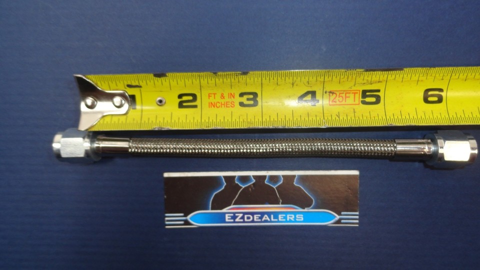 -4AN Straight Swivel Stainless Steel Braided Nitrous Oxide Line 6" Made ...