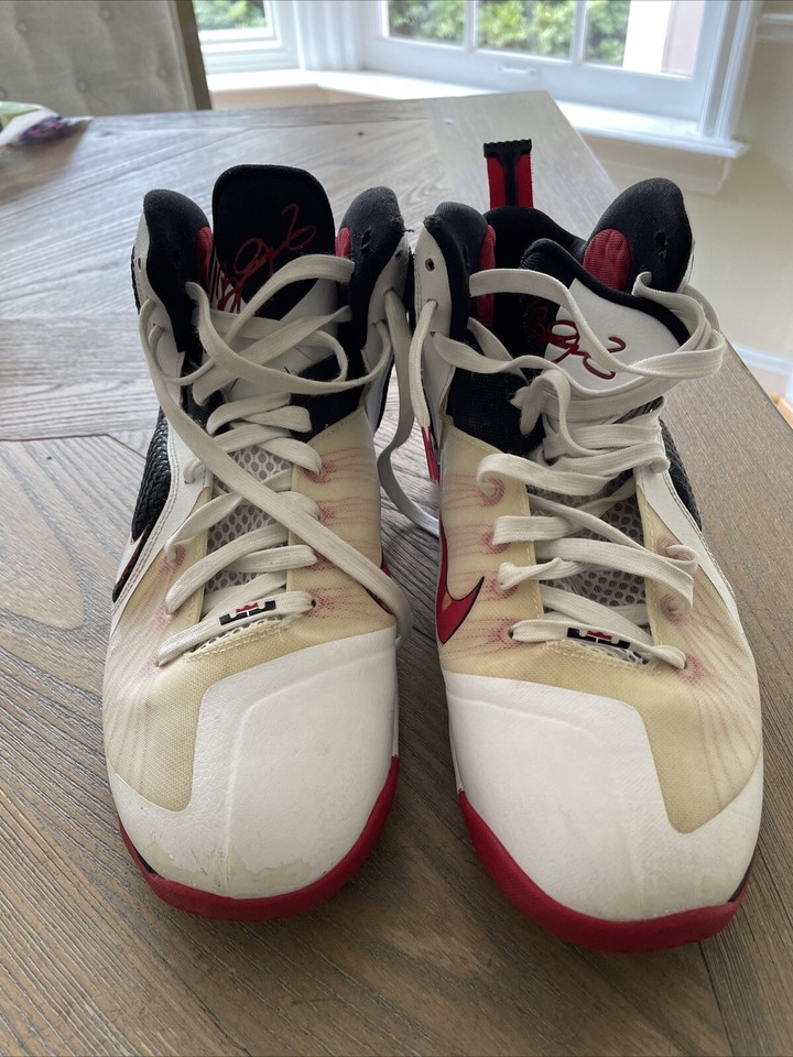 Size 12 Nike LeBron James 9 Miami Heat Home Colorway Vintage Shoes 2011 ...