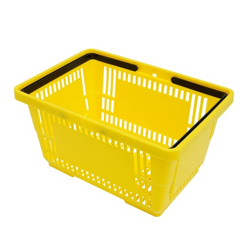 12-Piece Collection of Plastic Shopping Baskets with Handles for Retail ...