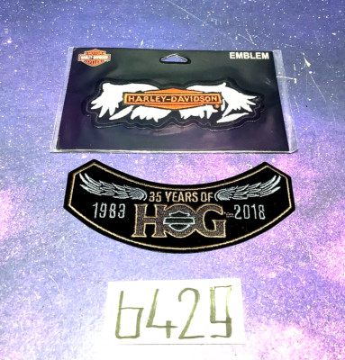 HARLEY DAVIDSON 2 patches 1-Broken wings patch&HOG patch 1983-2018 Sew ...