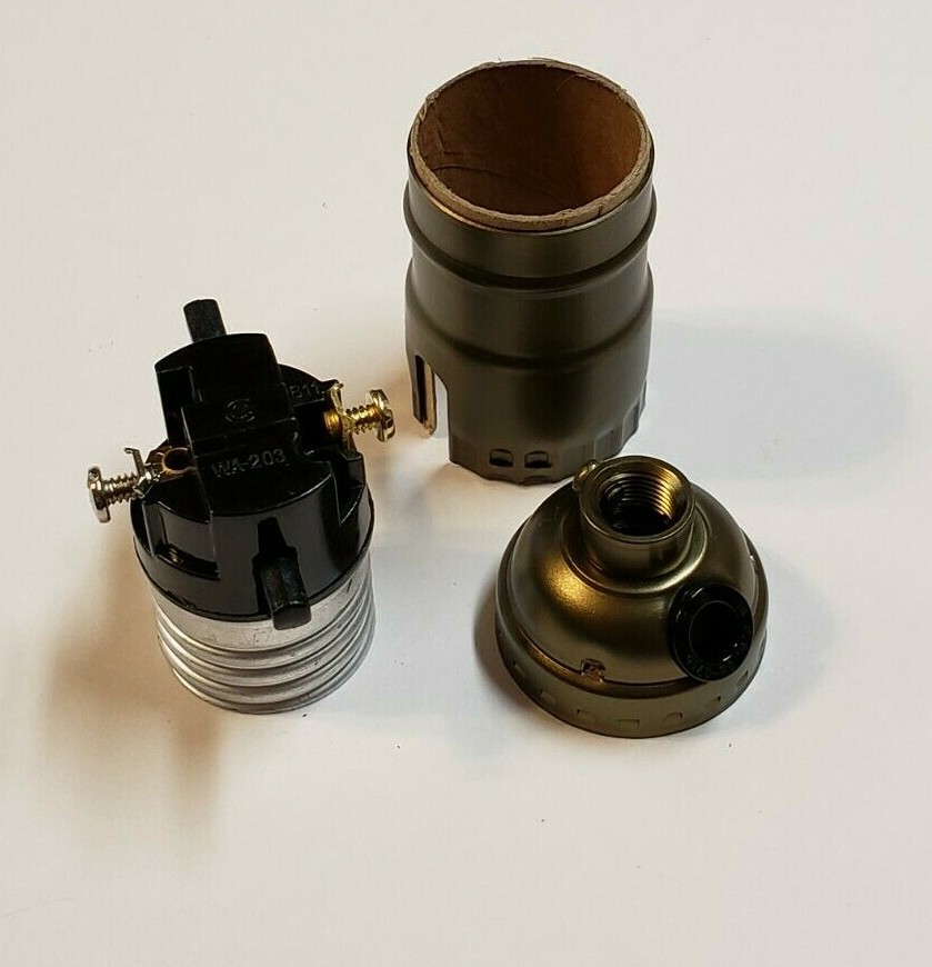 PUSH-THRU LAMP SOCKET WITH SIDE OUTLET ANTIQUE BRASS FINISH NEW ...