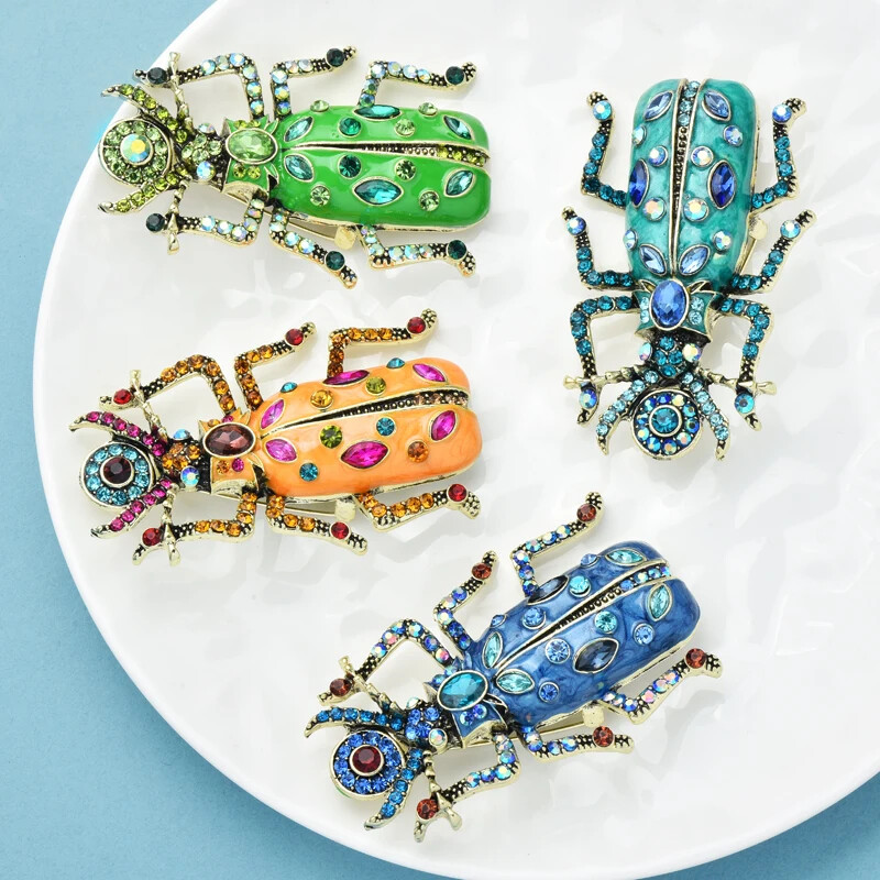 Rhinestone Big Enamel Beetle Brooches For Women Trend Lovely Insect Party Casual | eBay