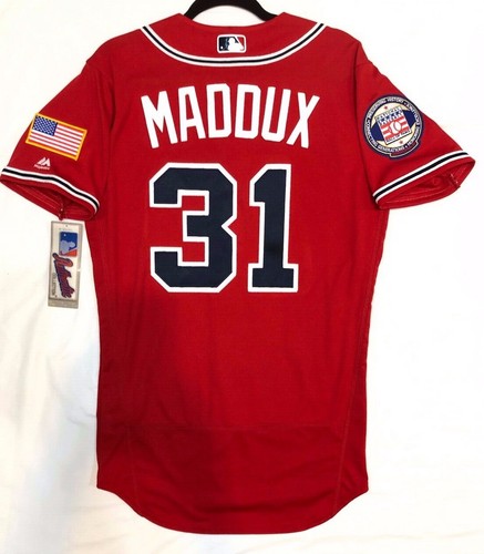 Authentic Majestic 52 2XL, ATLANTA BRAVES RED FLEX BASE GREG MADDUX ...