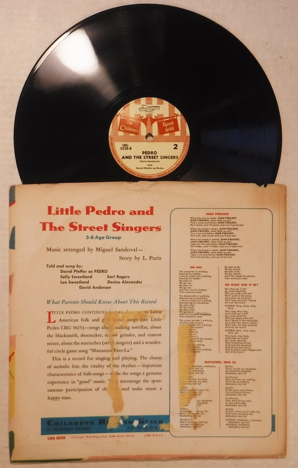 CHILD’S 78 RPM VINYL RECORD & PS / CRG 5024 / LITTLE PEDRO & THE STREET ...