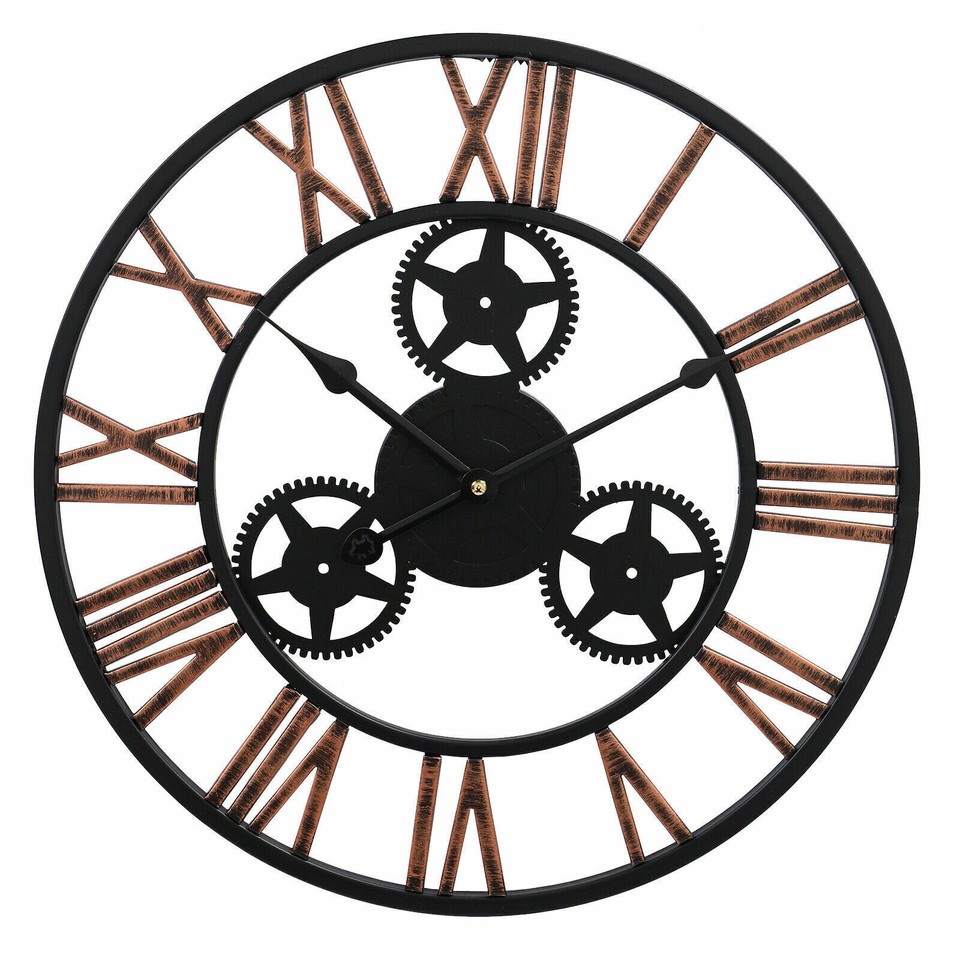 Extra Large Roman Clock Numerals Skeleton Open Face Round Wall Clock ...