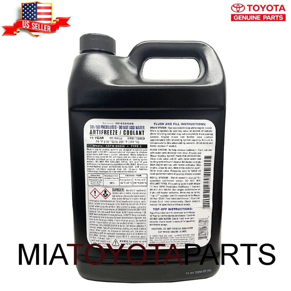 2 Gal OEM Genuine Mopar Coolant Antifreeze 50/50 Prediluted 10 Year ...