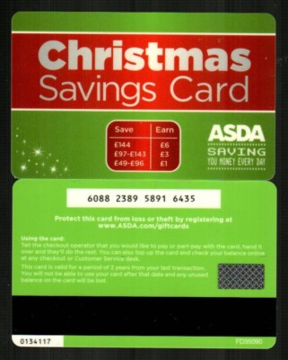 ASDA ( UK ) Christmas Savings ( 2013 ) Gift Card ( $0 ) V3 | eBay