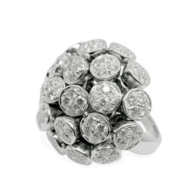 Handmade Flower Dome Design Bezel Set 1.78CT Diamonds 935 Silver Women ...