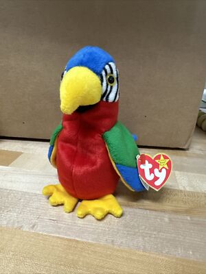 Ty 4197 Beanie Baby Jabber The Parrot Tropical Bird Box 164 8421041978 ...