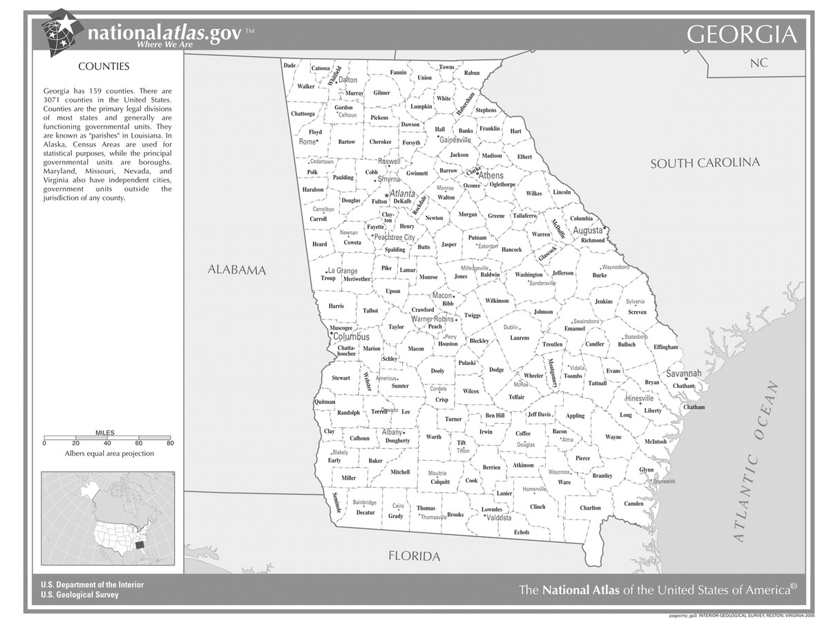Georgia Usa Map With Cities United States Of America Map With Cities
