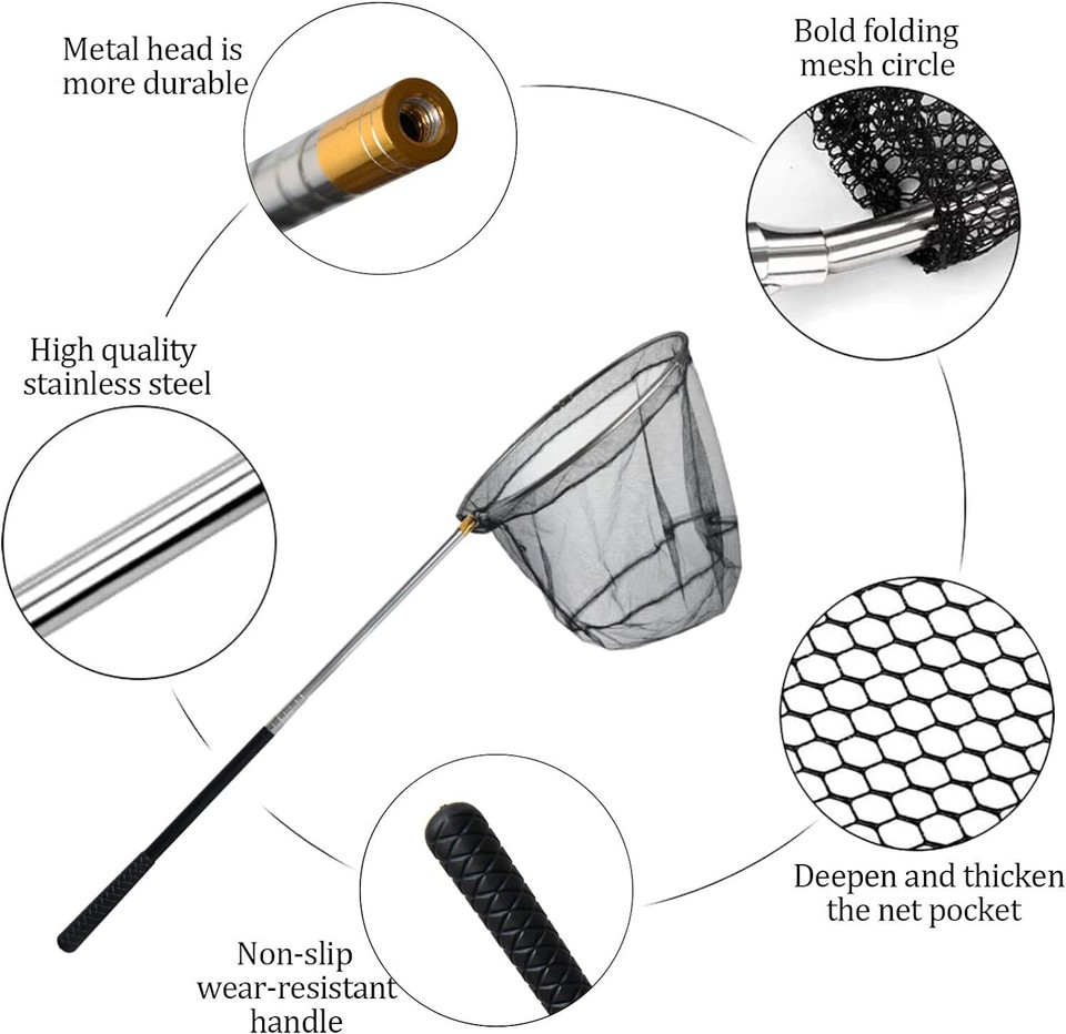 Fishing Landing Net with Aluminum Telescoping Pole 75" Long Handle ...