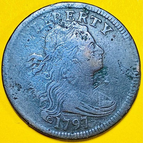 1797 DRAPED BUST LARGE CENT 1C COIN (VF/G), 1797 Reverse w/Stems, 227 ...