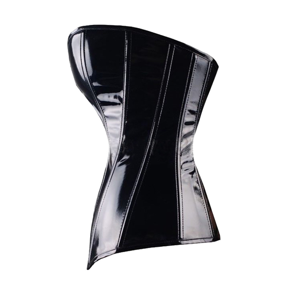 UK Black Dazzle PVC SteamPunk Soft Corset Waist Trainer Cincher ...