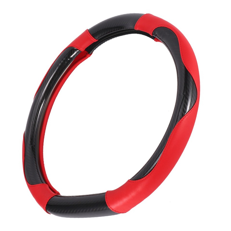 D Shape Car Steering Wheel Cover Carbon Fiber Pattern with PU Leather ...