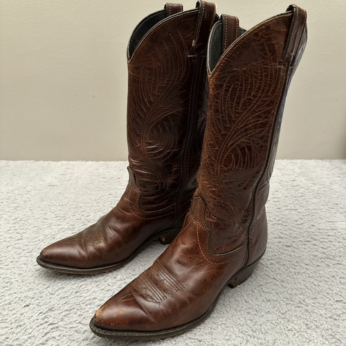 Vintage Code West Leather Cowboy Boots Women's 5.5 M Brown Western Made ...