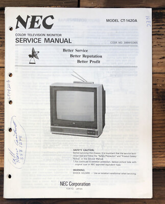 NEC CT-1420A TV Service Manual *Original* | eBay