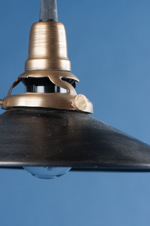 Dark Grey Metal Pendant Dish Light, Industrial Lamp Lighting Fair Trade ...