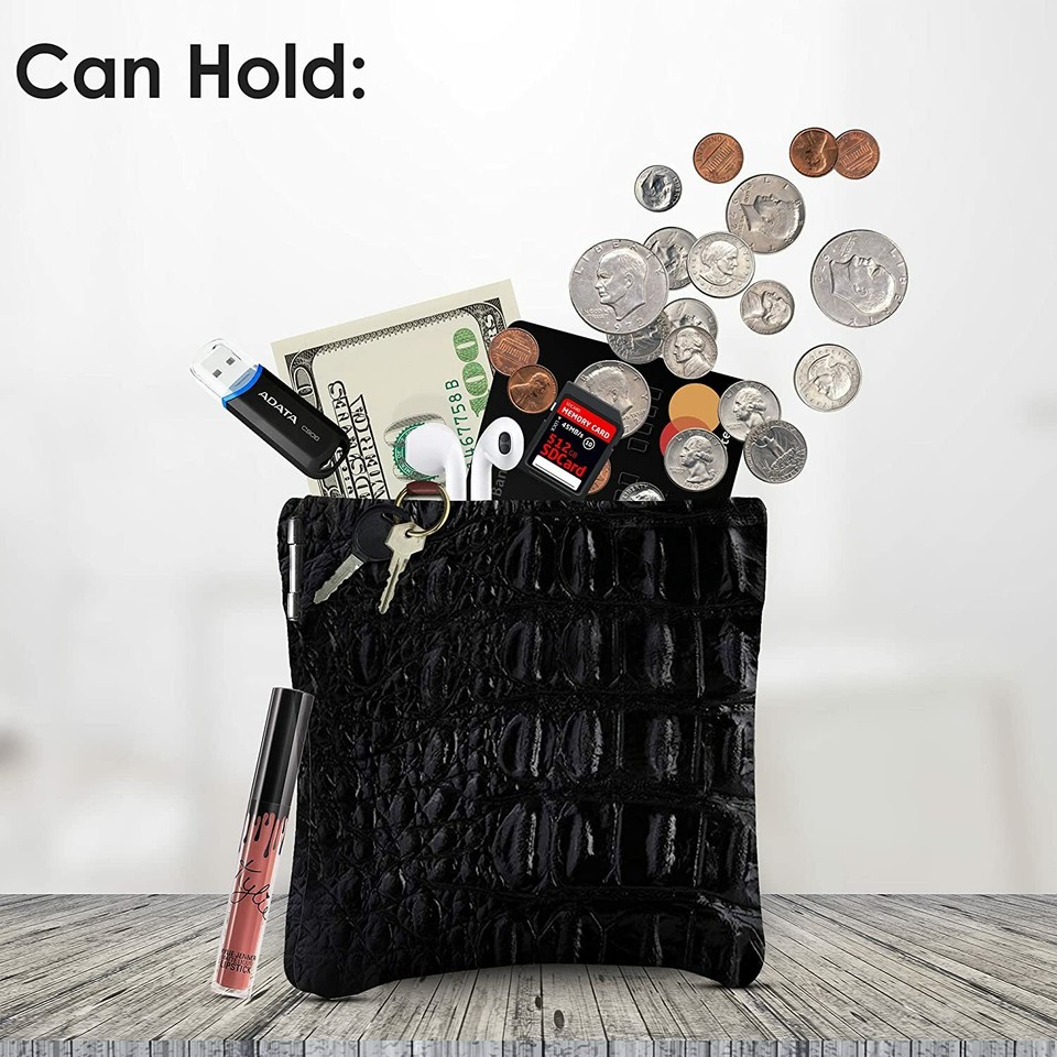 Leather Squeeze Coin Pouch Coin Purse Change Holder For Mens/Womens | eBay