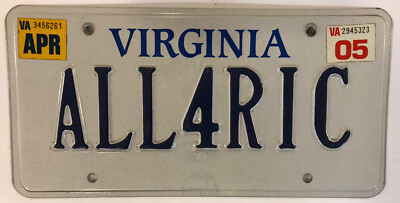 Vanity ALL 4 RIC RICK license plate Richard Ricky Rico Ricardo ...