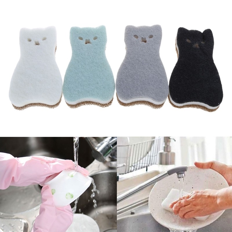Soft Cat Sponge Set Gentled Cleaning Sponge Pad for Kitchen Bathrooms ...