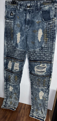 DNM Collection Original Men's Denim Jeans Size 32 Gray Wash Distress ...