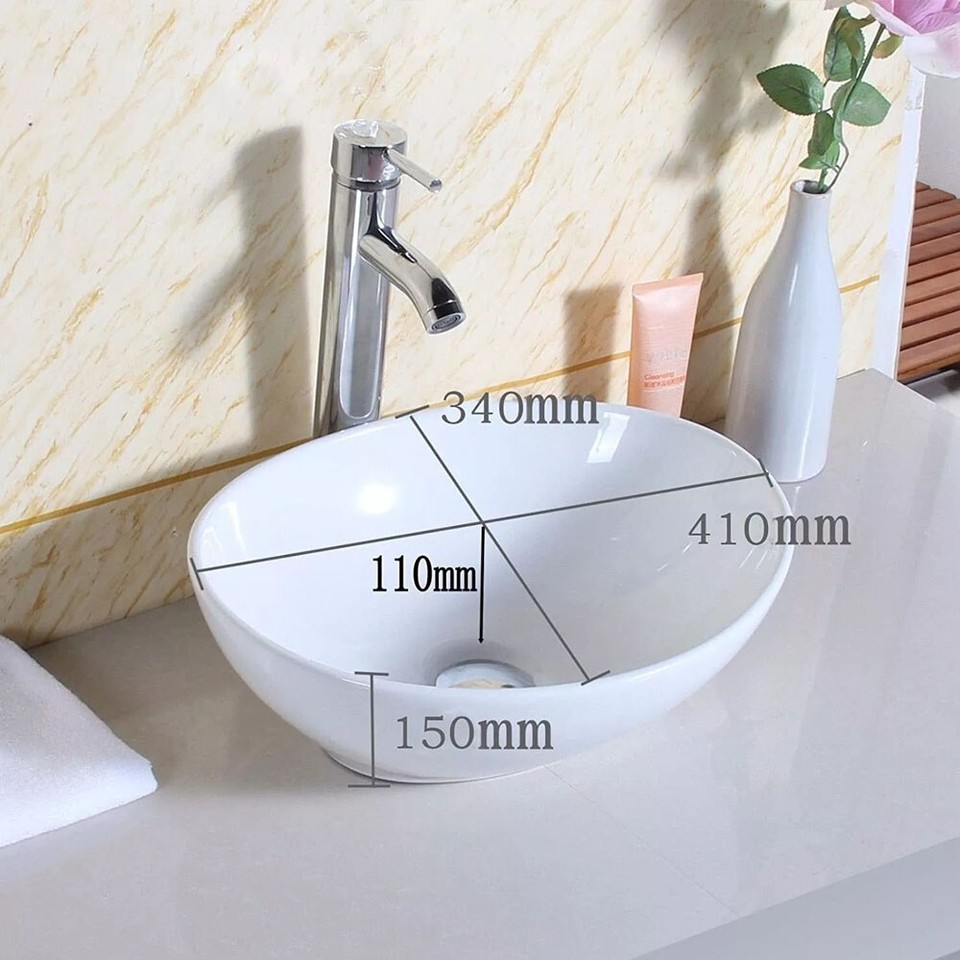 Bathroom Ceramic Basin Counter Top Hand Wash Vanity Sink White Bowl ...