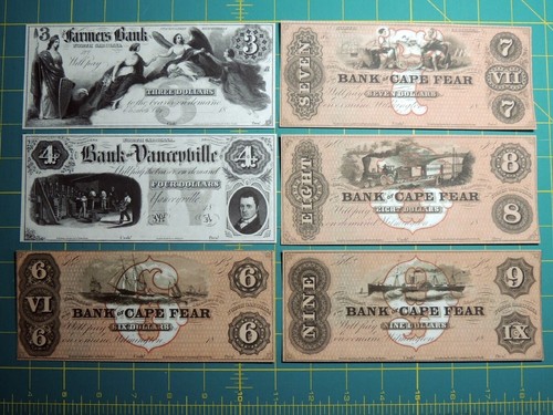 Reproduction Obsolete Bank Notes: North Carolina Odd Denominations 6 ...