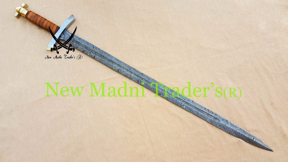 43" DAMASCUS REPLICA BRONN SWORD GAME OF THRONES WRAP LEATHER HANDLE ...