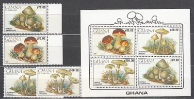 Ghana - Post 1991 Yvert 1182/5 + H.163 MNH Pilze | eBay