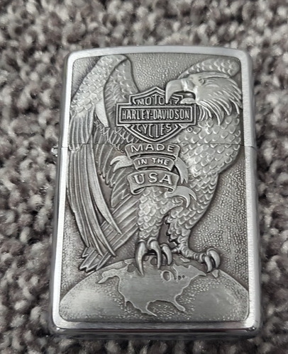 HARLEY DAVIDSON ZIPPO LIGHTER ORANGE STICKER BRADFORD PA. MADE IN USA ...