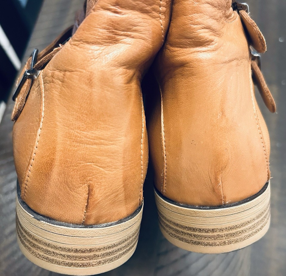 Spring Step Leather Ankle Boots Sz 40 Light Brown Super Cute Made In ...