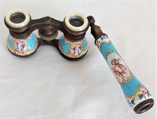 Vintage, enamel opera glasses with handle. | eBay