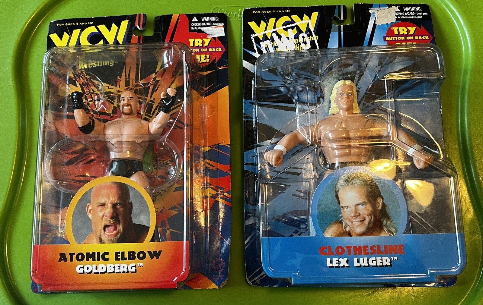 1998 Lot of 2 WCW Goldberg Atomic Elbow Lex Luger Clothesline Wrestling ...