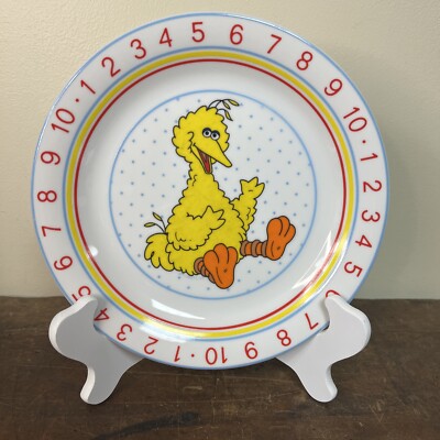 Sesame Street Porcelain Big Bird Plate 8.5" Yellow Numbers Border | eBay