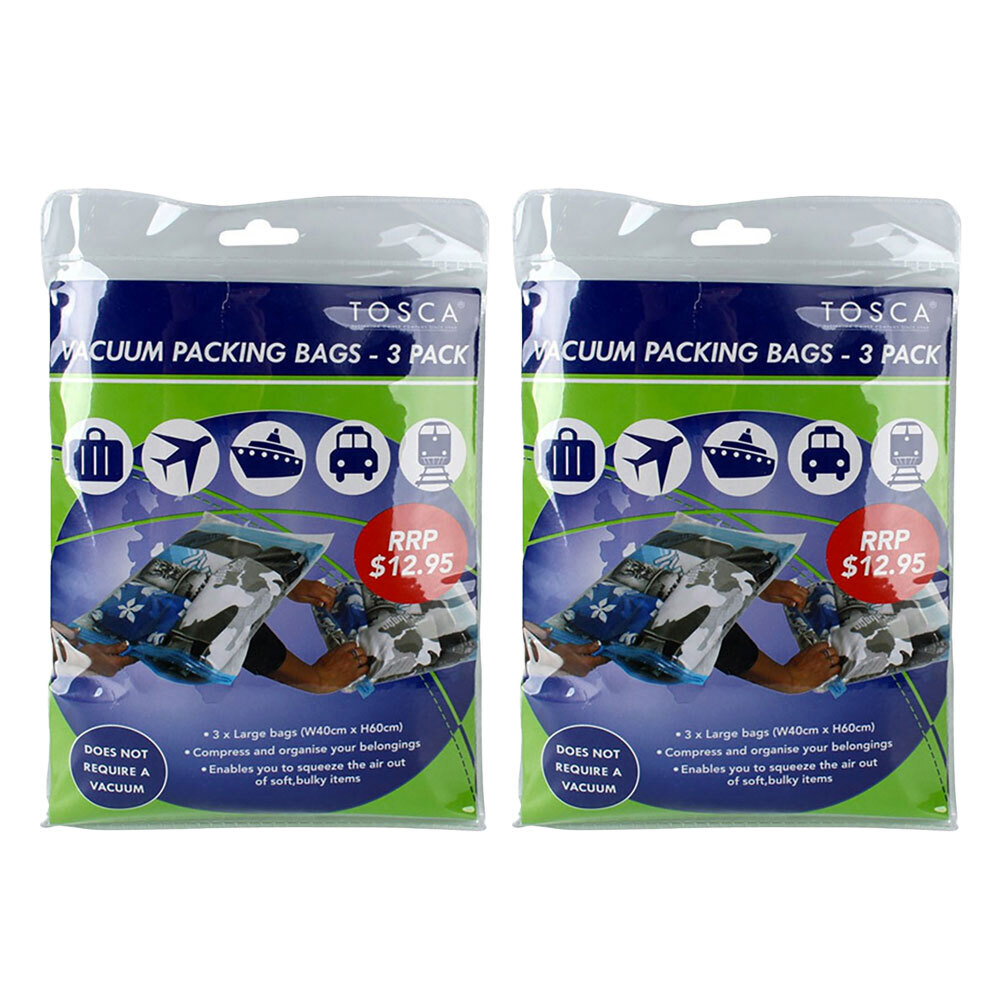 6pc Tosca Vacuum Sealed Travel Luggage Compressed Bulky Clothes Packing ...