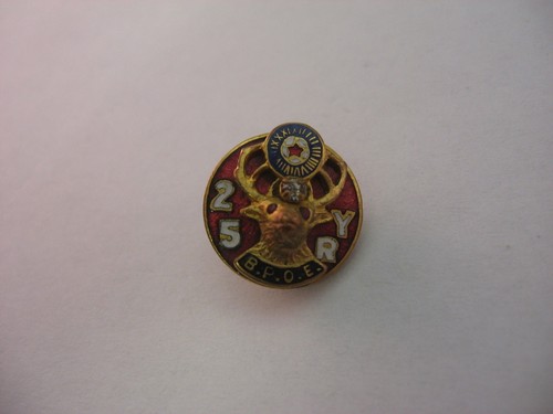 Beautiful Antique Vintage BPOE Elks Fraternal 25 Year Pin Award Red ...