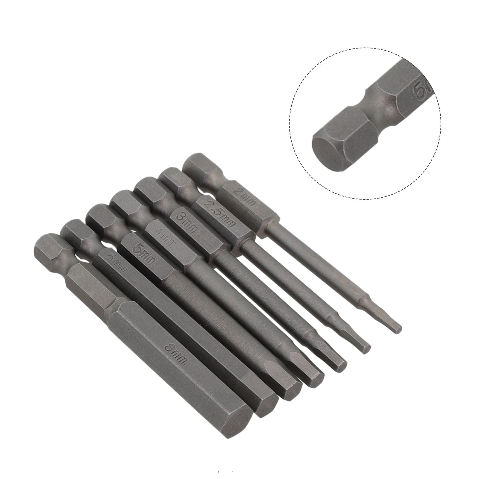7pcs 65mm Length Hexagon Socket Screwdriver Bit Set Magnetic Security ...