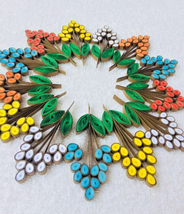 Paper Quilling Flower Bud leaves Branch for cards, wall deco 25lot | eBay
